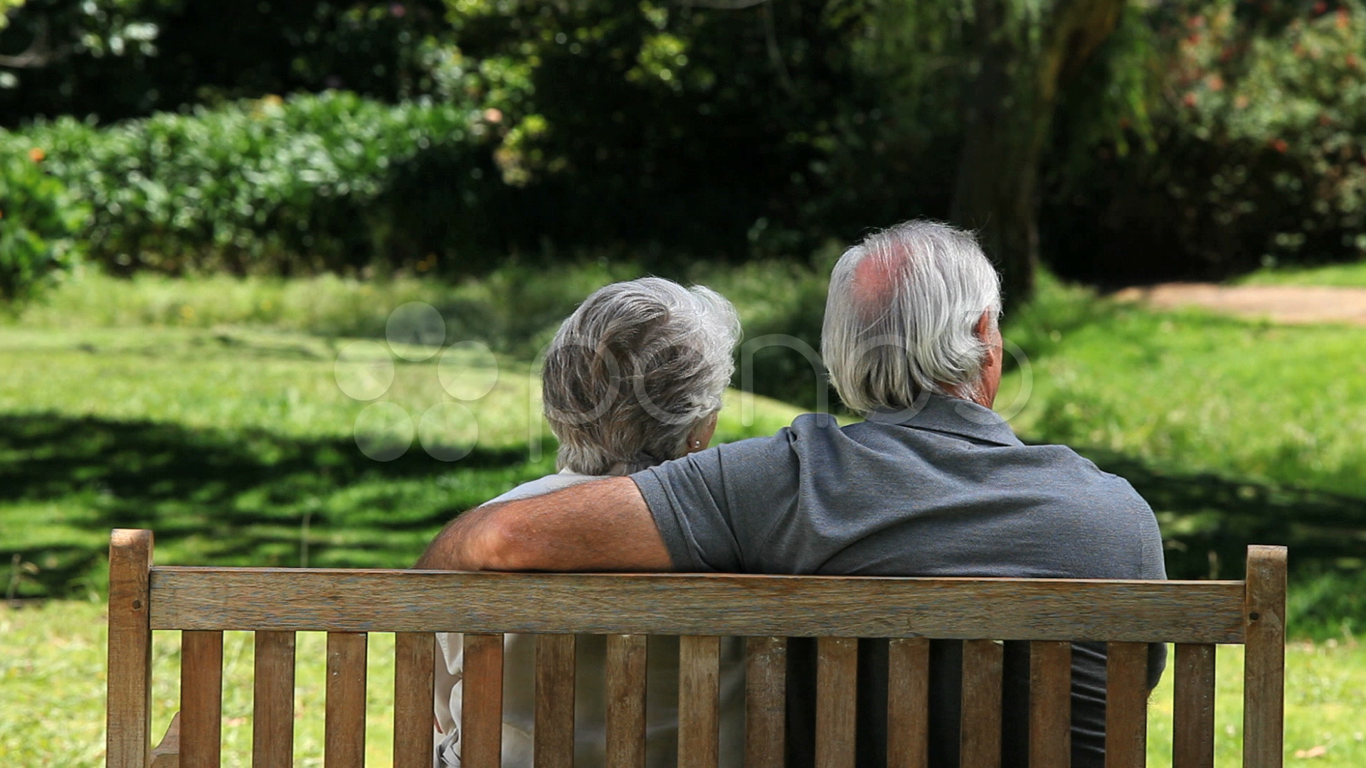 Elderly Couple Relaxing On A Bench ~ Stock Footage 988343