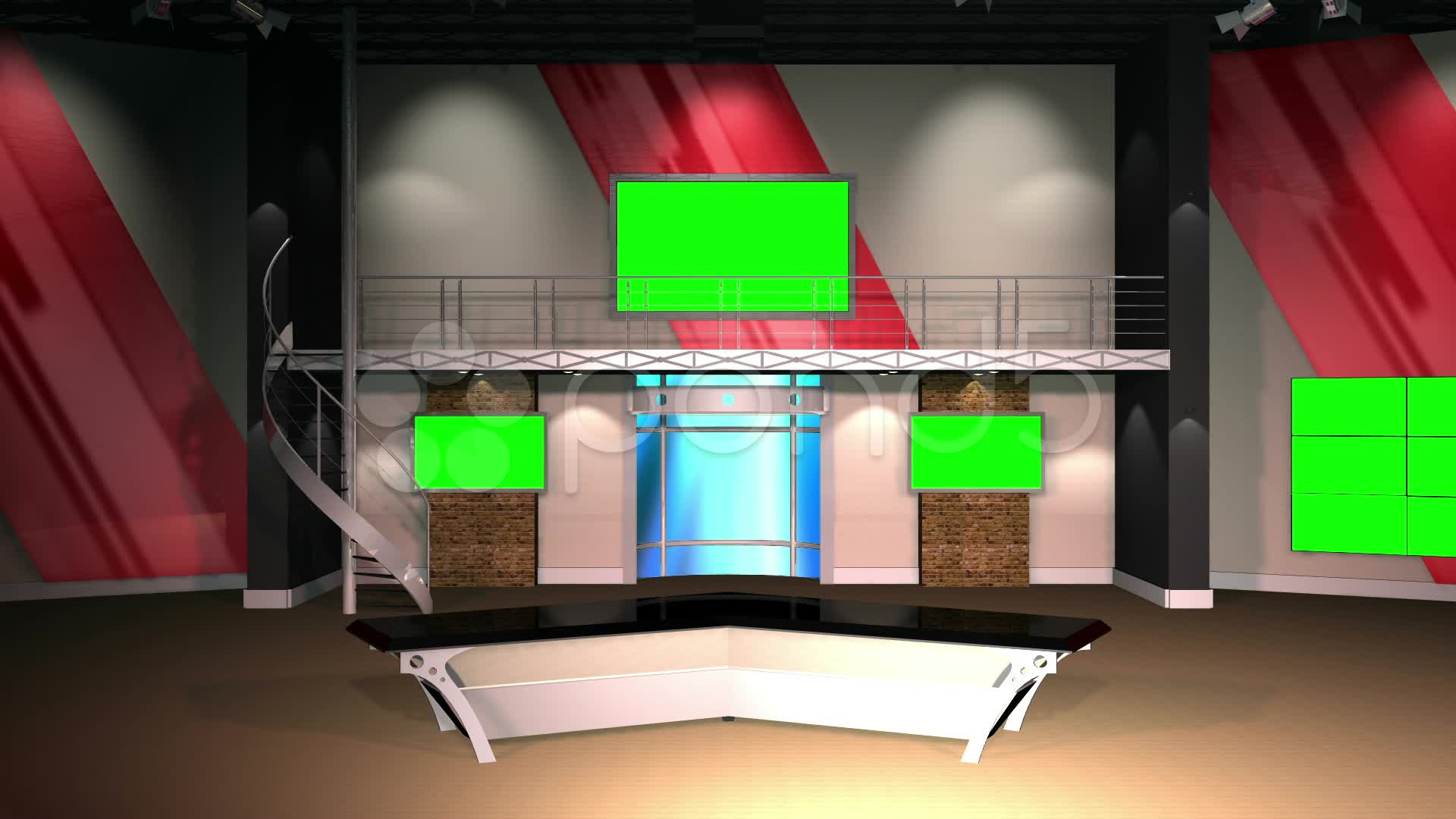 Virtual Set 12 - Establishing Shot Newsroom Studio Background Shot ...