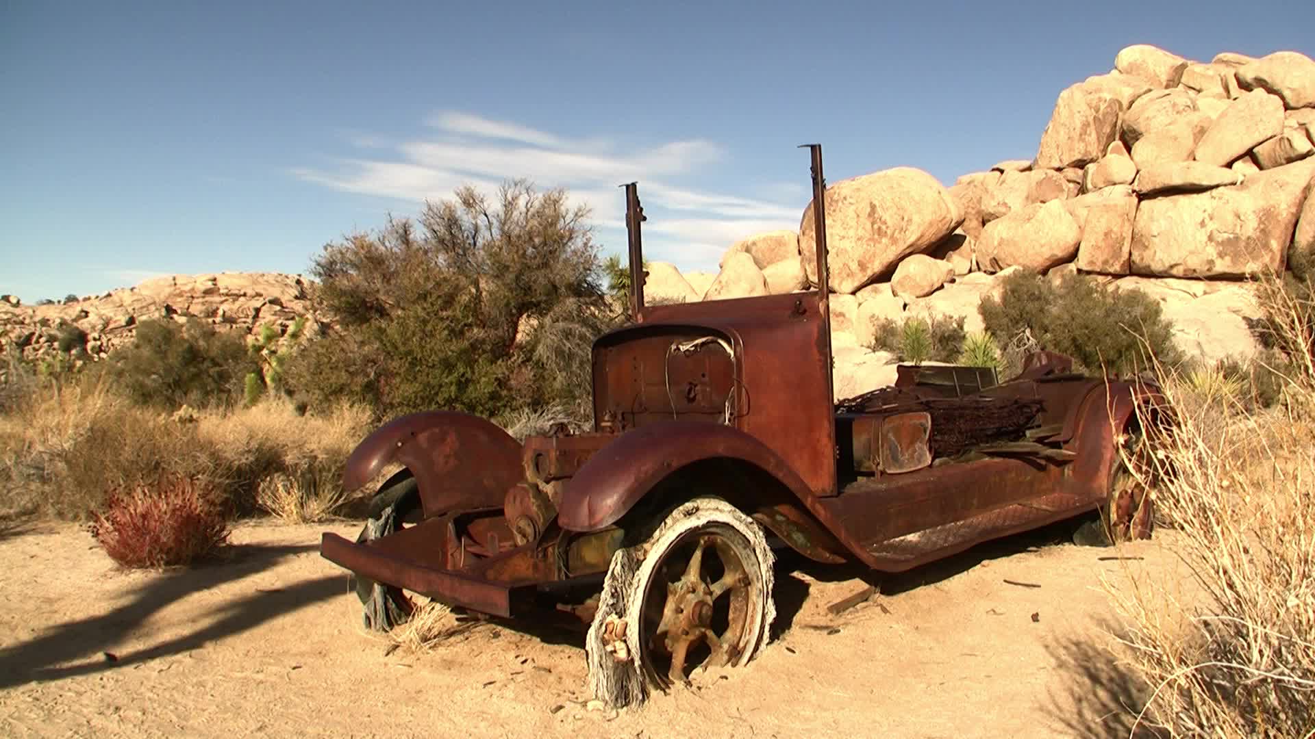 Abandoned Car in Desert Time Lapse ~ Video Clip #23166717